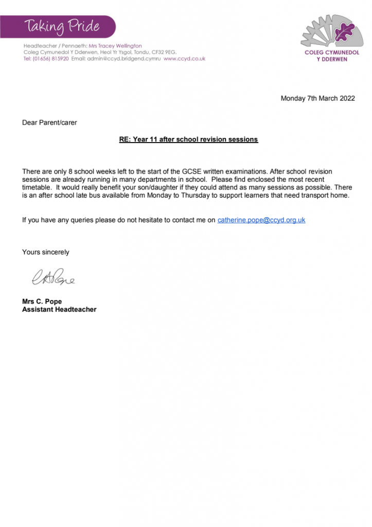 Year 11 after school revision sessions